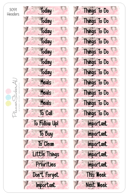 Marble Boxes, Headers & Day Covers | 3091 – Planner Sticker AU