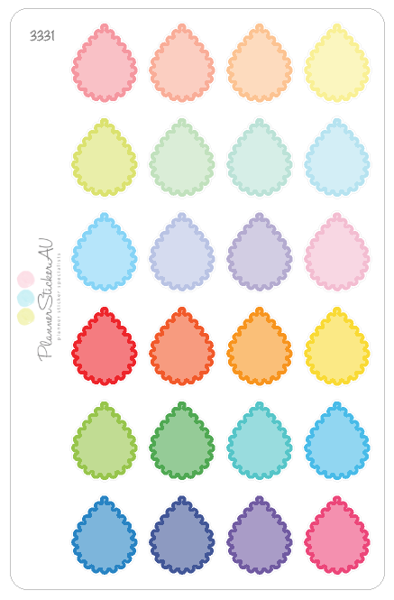 Scallop Teardrop | 38 Colour Options | 3331 – Planner Sticker AU