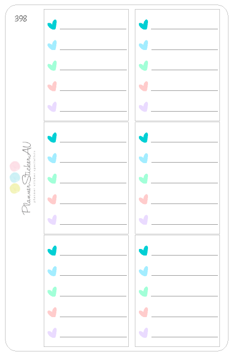 Heart Check List Full Box | 398 – Planner Sticker AU
