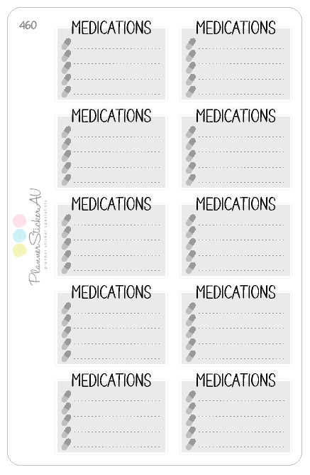 Medications List | 460 – Planner Sticker AU