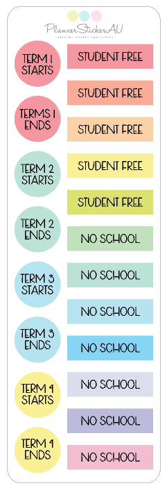 Mini Sheet | School Terms Dots | 38 Colour Options | 9209 – Planner ...