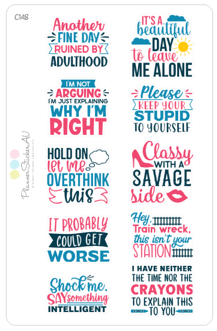 Sarcastic Quotes | C148 – Planner Sticker AU