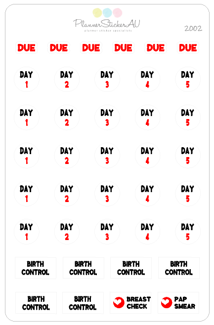 Period Cycle Tracker | 2002 – Planner Sticker AU