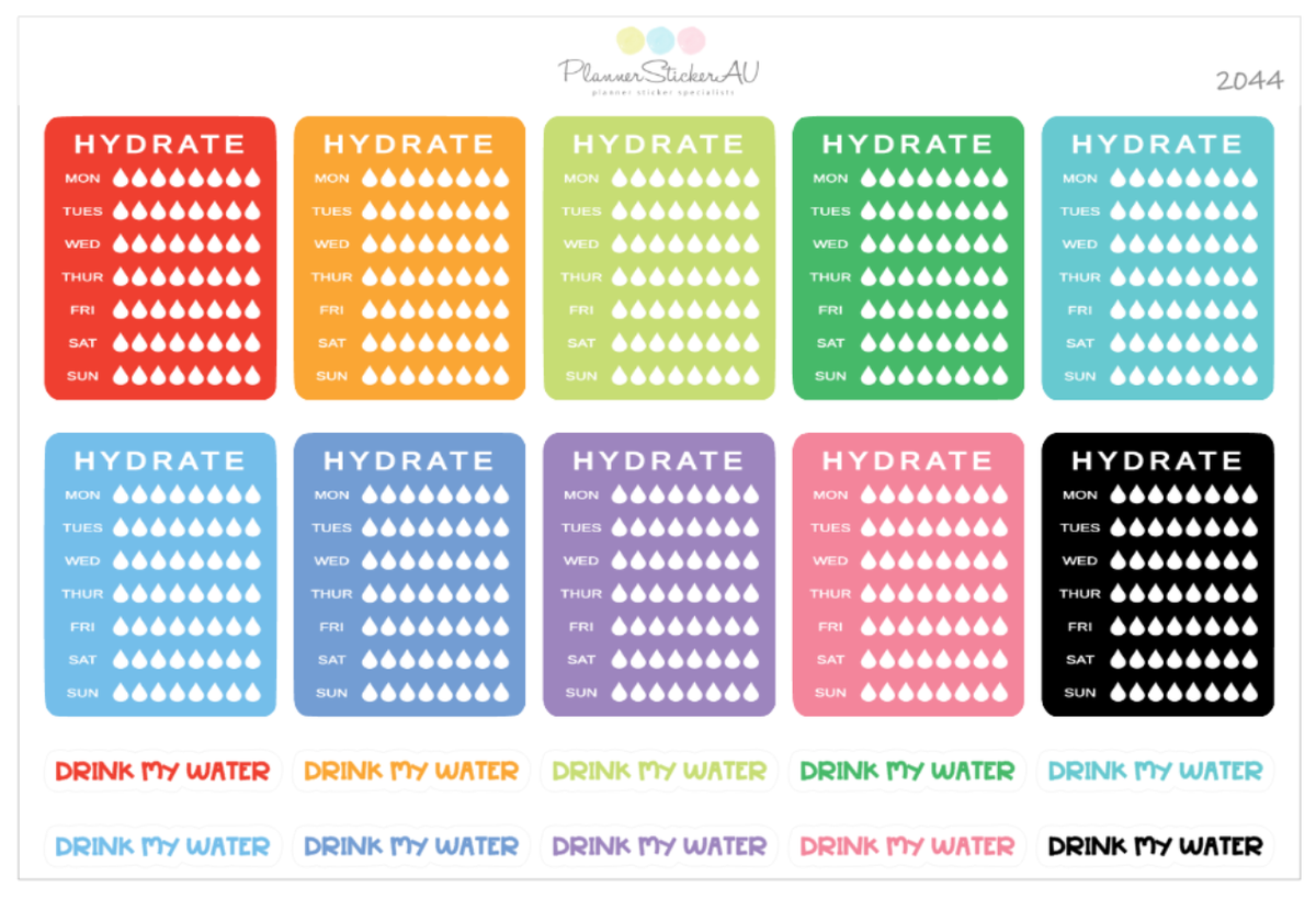 Weekly Hydrate Tracker | 2044 – Planner Sticker AU