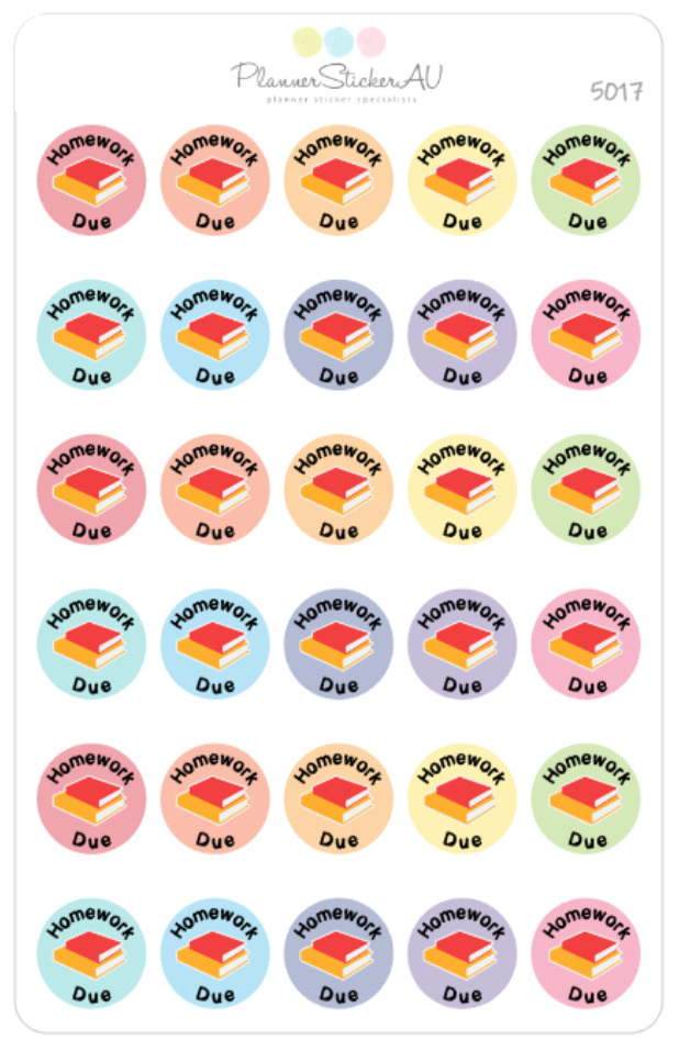 Homework Due | 5017 – Planner Sticker AU
