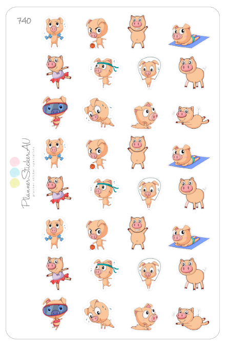 Active Fitness Pigs | 740 – Planner Sticker AU