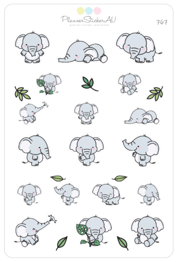 Cute Elephants | 767 – Planner Sticker AU