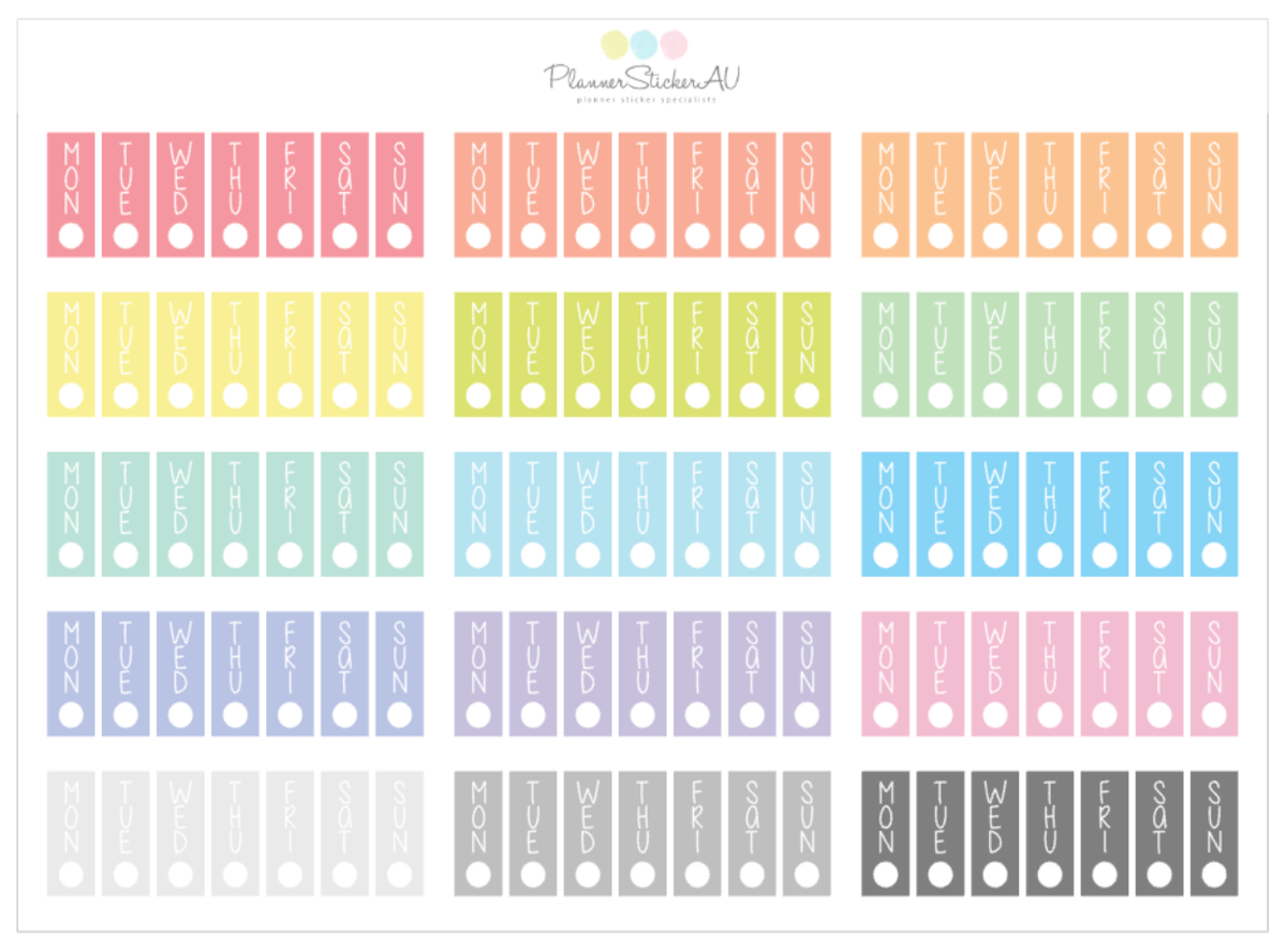 Vertical Date Covers - Vertical Text | 15 Weeks | D17 – Planner Sticker AU