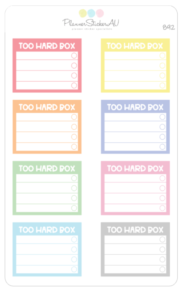 Too Hard Box | Funky | 892 – Planner Sticker AU