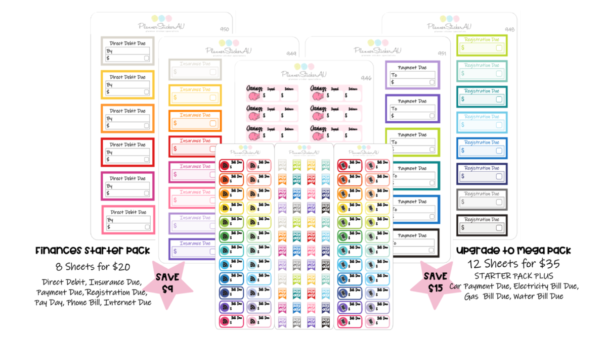 Finance Starter Pack - Standard & Mega Pack – Planner Sticker AU