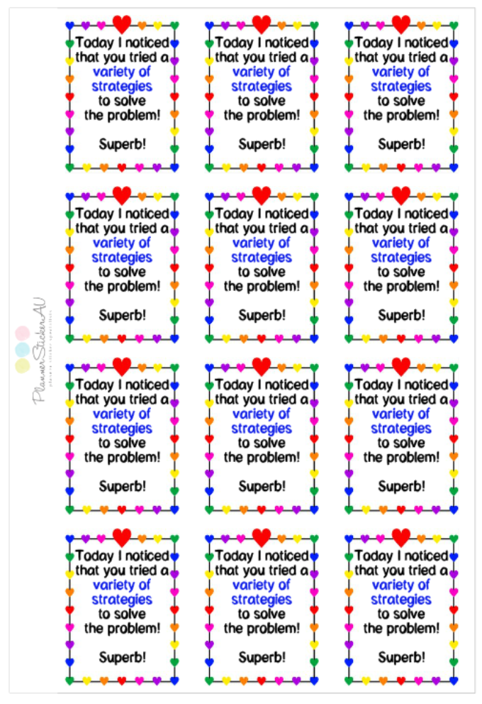 Student Encouragement Stickers | Using Strategies – Planner Sticker AU